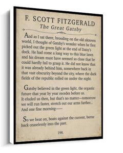 f scott fitzgerald quote,the great gatsby,so we beat on, boats against the current print canvas wall art for living room bedroom office home decoration artwork 8"x12"framed