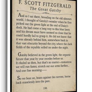 F Scott Fitzgerald Quote,The Great Gatsby,So We Beat On, Boats Against The Current Print Canvas wall art For living room bedroom office home decoration artwork 8"x12"Framed