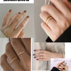 FUNEIA 8PCS 14K Gold Plated Stacking Rings for Women Size 4 to Size 12 Gold Silver Stackable Knuckle Rings Set Simple Thumb Thin Wedding Pain Band Rings