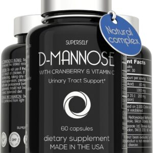 D-Mannose 1000mg Capsules - D Mannose with Cranberry Extract and Vitamin C - 60 Capsules 500mg High Strength - Urinary Tract Health for Women & Men - Vegan & Non-GMO - Fast-Acting Natural UTI Support