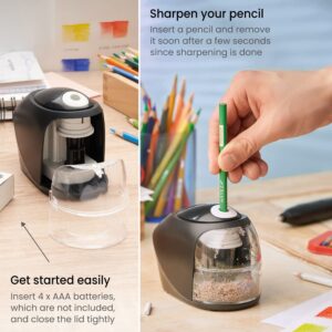 Arteza Pencil Sharpener and Electric Eraser Set, Black, for 8-mm Pencils, 20 Eraser Refills, Office Supplies for Teachers, Students, Classrooms, and Art Studios