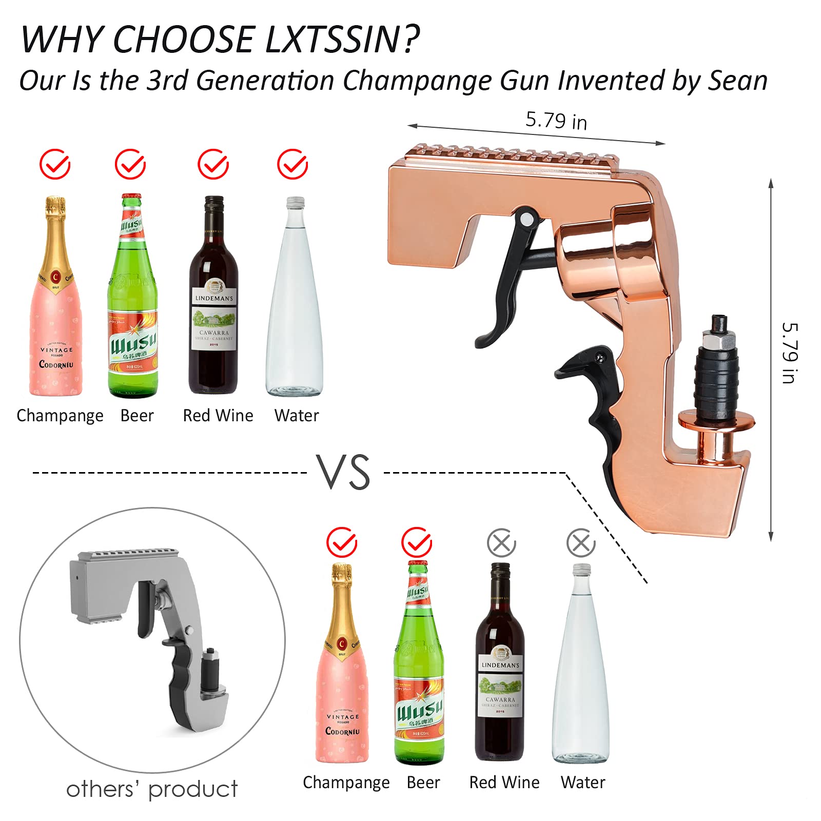 Champagne Gun Shooter,Beer Gun Shooter,Alcohol Gun Shooter Bottle Beer Squirt Gun Adjustable Dispenser Red Wine for Party Birthday Christmas