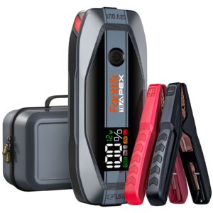 fanttik t8 apex 2000 amp jump starter, 20000mah car battery pack for up to 8.5l gasoline and 6l diesel engines with led display, 65w pd fast charger, 12v safe lithium jump starter deluxe package