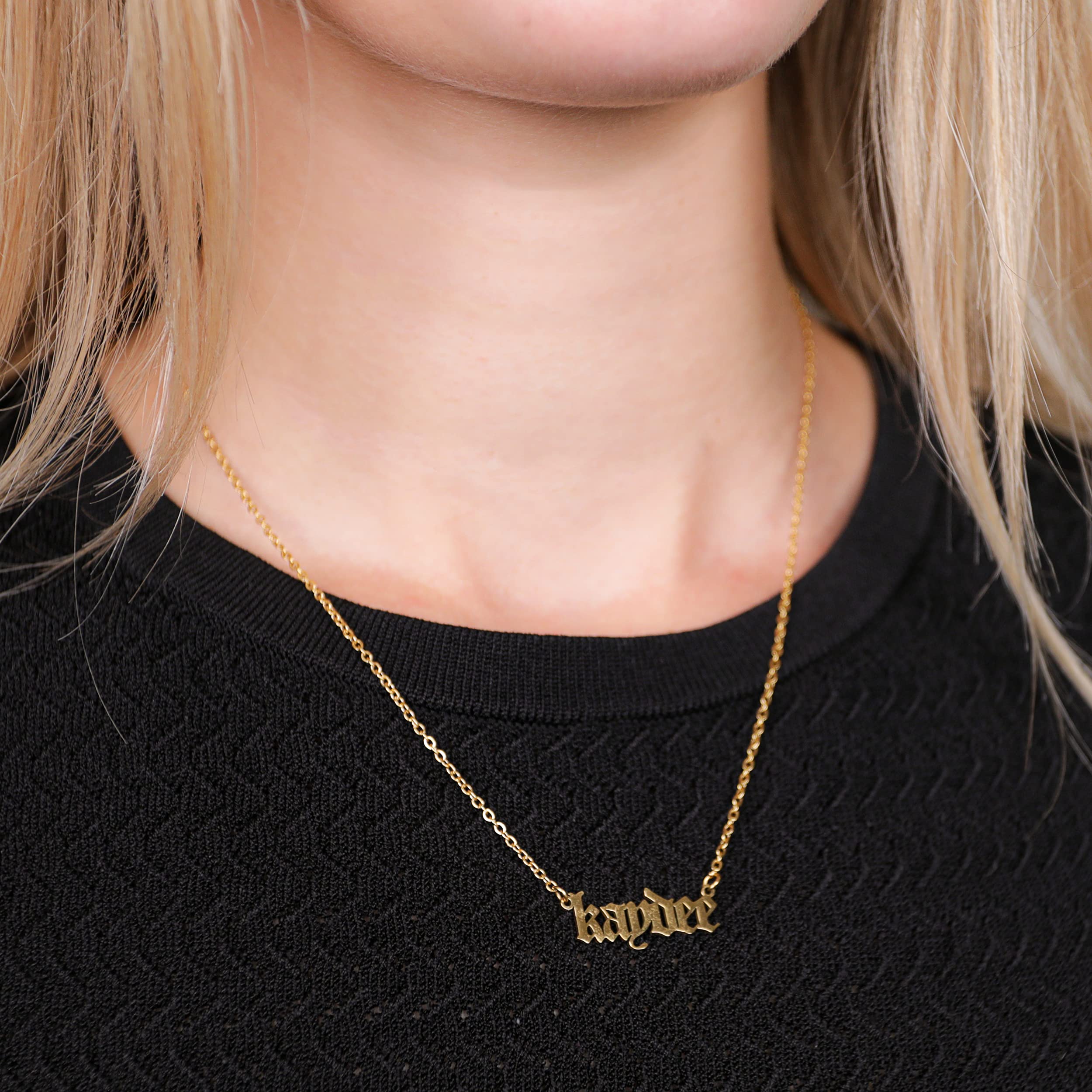 Sorority Shop Phi Mu Necklace — PM Old English Font Design, 18K Gold Plated, Phi Mu Gifts for Women