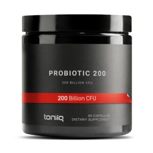 toniiq 200 billion cfu probiotic supplement 30 verified third-party tested strains - fully shelf-stable probiotics formula with prebiotic blend - extended release capsules