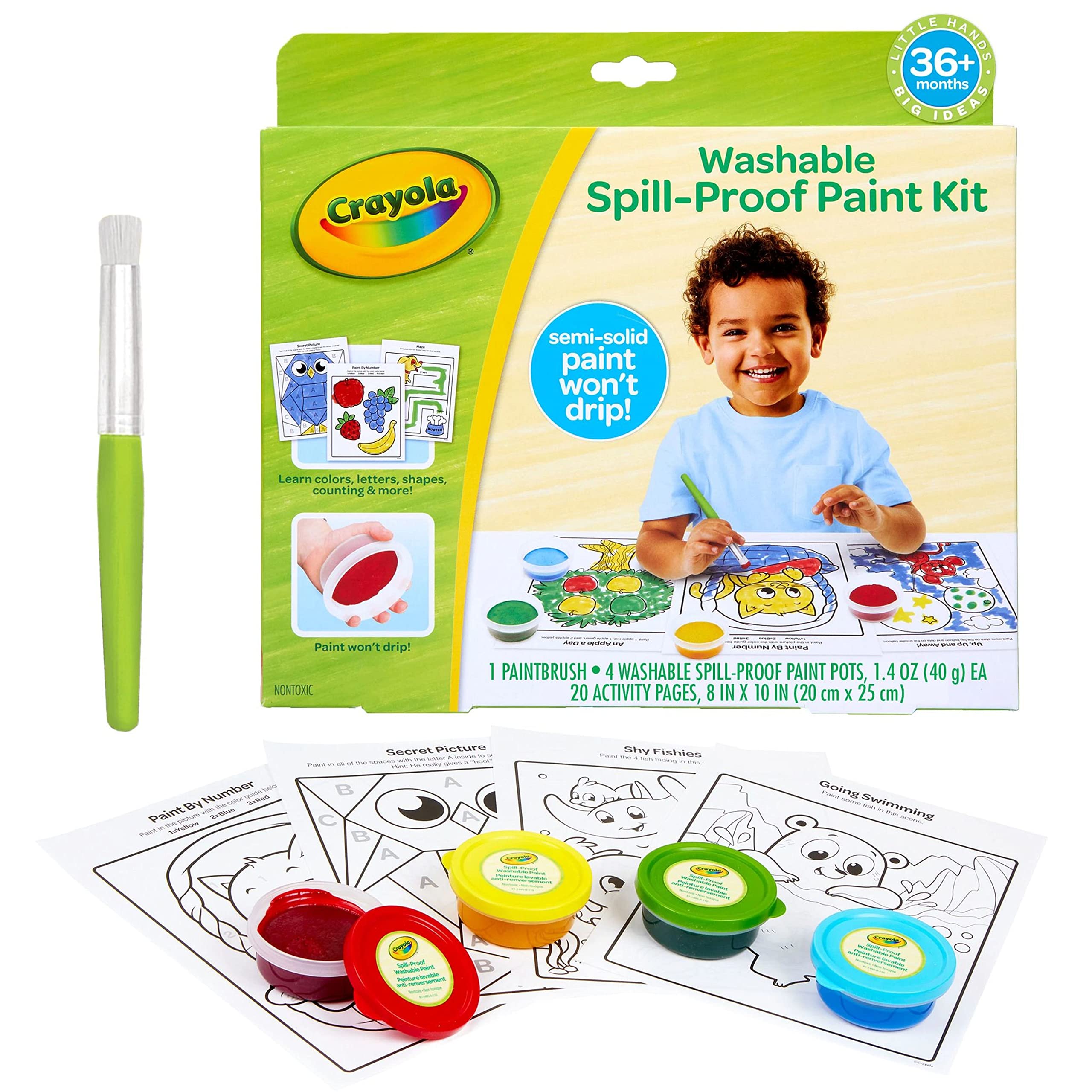 Crayola Spill Proof Paint Set, Washable Paint for Kids, Ages 3, 4, 5, 6