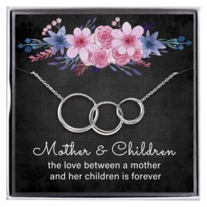 alovesoul mother 2 children necklace - sterling silver three 3 interlocking infinity circles necklace birthday gift for mom