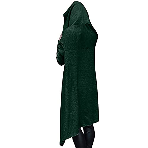 Sinzelimin Women Asymmetrical Hem Hoodie Casual Irregular Hood Sweatshirt Ladies Long Tunic Hoodies Pullover Blouse Tops Green