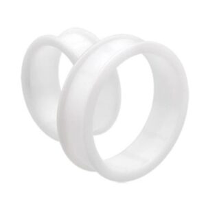 pair 7/8" (22mm) white silicone flat flare tunnels double flare gauges thin soft flexible flesh plugs (2pcs)