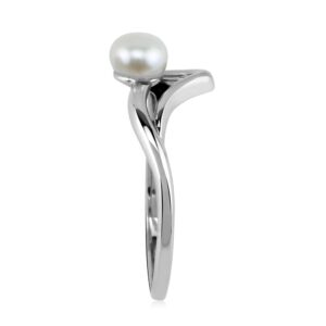 Silvershake White Cultured Freshwater Pearl 925 Sterling Silver Minimalist Solitaire Ring Size 6