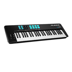 alesis v49 mkii – usb midi keyboard controller with 49 velocity sensitive keys, 8 full level pads, arpeggiator, pitch/mod wheel, note repeat and software suite