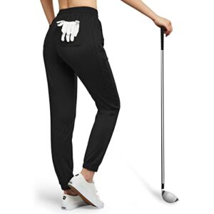 g4free joggers pants for women stretch golf comfy travel pants with 4 pockets for casual lounge workout (black,m,28")