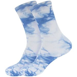 bamboomn women's rayon from bamboo athletic tie dye crew socks - blue - extra large - 2 pairs