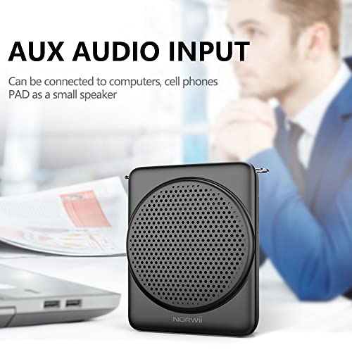 NORWII Mini Voice Amplifier, 3 Hours Quick Charging and up to 30 Hours Play, Portable Voice Amplifier for Teachers, Training, Tour Guide, etc (Black)