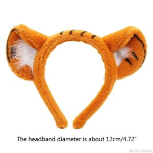 CheeseandU 2Pack Tiger Year Tiger Headbands Cute Fashion Fluffy Soft Plush Tiger Ear Headwears for Women Girls Makeup Headband Face Washing Headband Safari Bday Party Photo Props Yellow&White