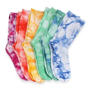 BambooMN Women's Rayon from Bamboo Athletic Tie Dye Crew Socks - Blue - Extra Large - 2 pairs