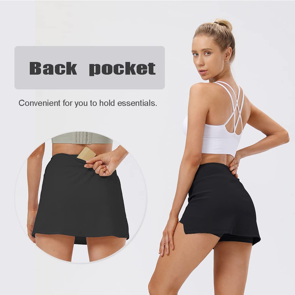 Women's Tennis Skirt Cute Golf Short Mini Skirt Skort Split Hem Bodycon Pencil Skirts for Workout Sports Athletic Black