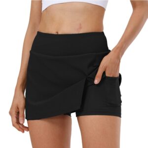 Women's Tennis Skirt Cute Golf Short Mini Skirt Skort Split Hem Bodycon Pencil Skirts for Workout Sports Athletic Black