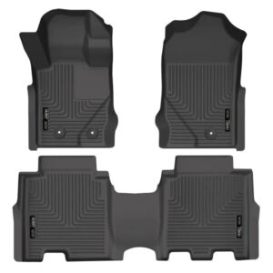 husky liners weatherbeater floor mats | fits 2021-2024 ford bronco 4-door | front & 2nd row, 3-pc black - 95301