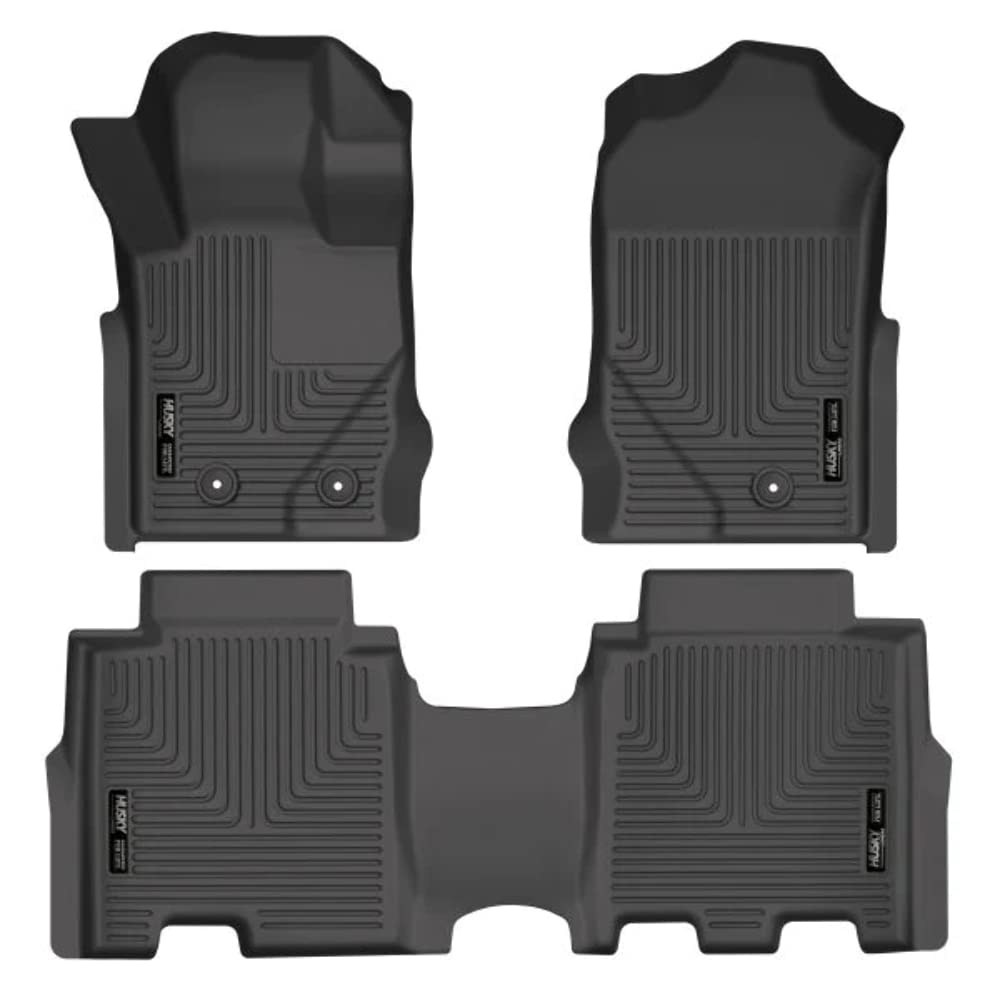 Husky Liners Weatherbeater Floor Mats | Fits 2021-2024 Ford Bronco 4-Door | Front & 2nd Row, 3-pc Black - 95301