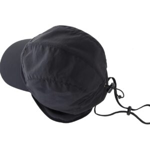 Home Prefer Waterproof Mens Winter Hats with Brim Fleece Lined Earflaps Hat Warm Baseball Cap Black