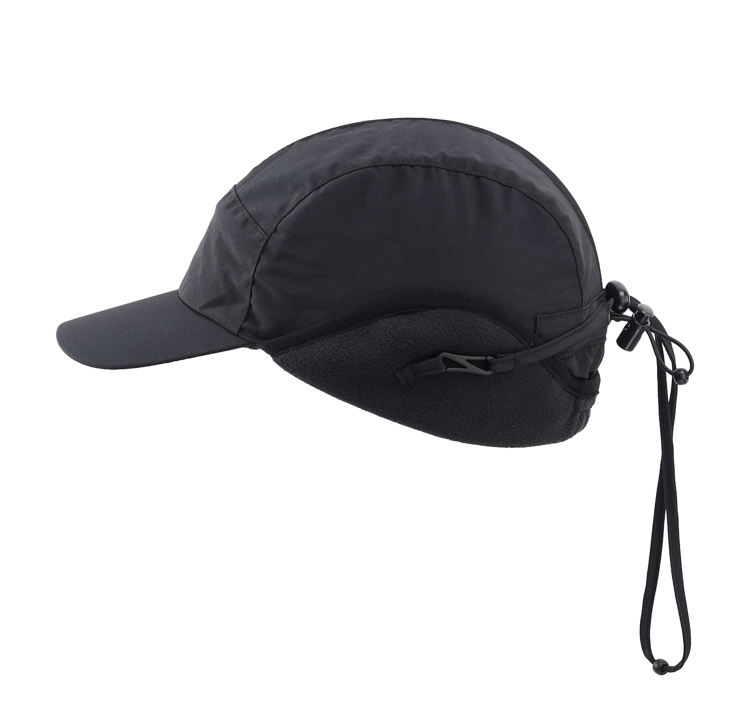 Home Prefer Waterproof Mens Winter Hats with Brim Fleece Lined Earflaps Hat Warm Baseball Cap Black