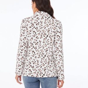 P&A Fashion Women's Long Sleeve Leopard Print Sweatshirt V Neck Quarter Zip Fleece Pullover Tops (XX-Large, White 1)