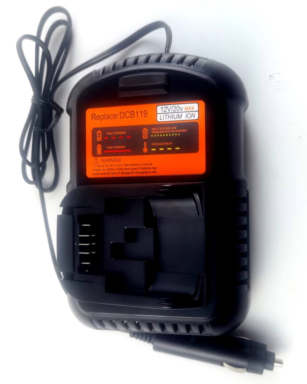 ANOITD DCB119 Car Battery Charger Replace for Dewalt 12V/20V MAX vehicle charger, for Dewalt 12V 20V Li-ion Battery DCB201 DCB202 DCB203 DCB204 DCB205 DCB206 DCB127 DCB123 DCB121 DCB606 DCB609 DCB612