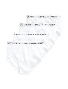 polo ralph lauren mens classic fit cotton 4-pack briefs, white/cruise navy, medium us