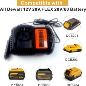 ANOITD DCB119 Car Battery Charger Replace for Dewalt 12V/20V MAX vehicle charger, for Dewalt 12V 20V Li-ion Battery DCB201 DCB202 DCB203 DCB204 DCB205 DCB206 DCB127 DCB123 DCB121 DCB606 DCB609 DCB612