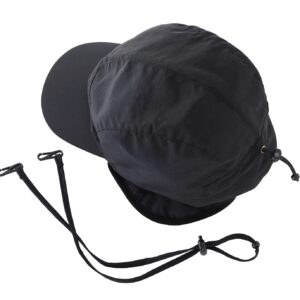 Home Prefer Waterproof Mens Winter Hats with Brim Fleece Lined Earflaps Hat Warm Baseball Cap Black