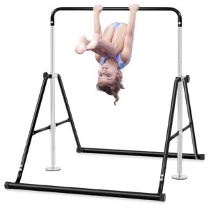 bangtong&li gymnastics bar for kids height adjustable horizontal bar folding gymnastics junior training bar for home gymnastics equipment (black)