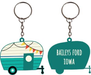 r and r imports baileys ford iowa souvenir camper metal keychain