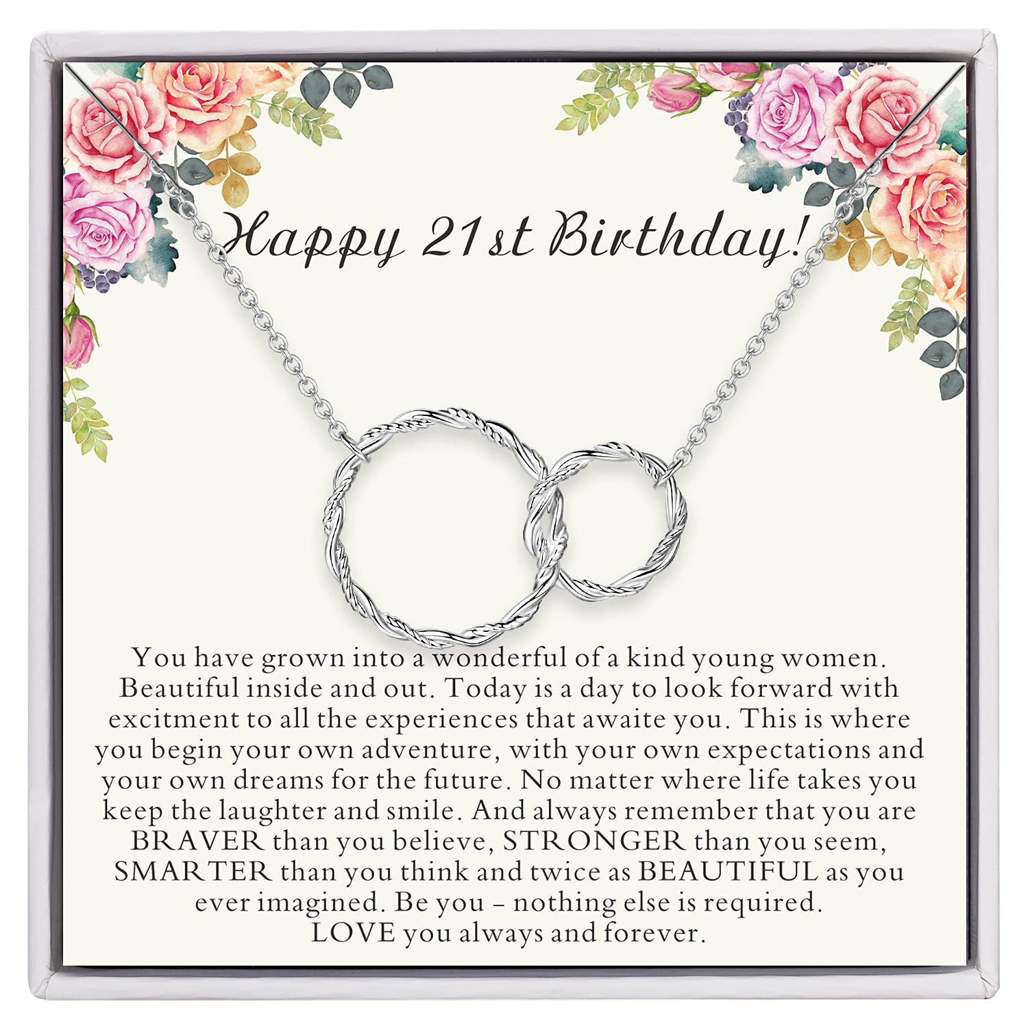 AM ANNIS MUNN 21st Birthday Gifts for Her, 925 Sterling Silver Necklaces for Women 21st Birthday Gifts for Women Daughter Gits from Mom, Gifts For Sisters From Sisters