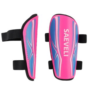 Saeveli Soccer Shin Guards for Toddlers Kids Youth - Lightweight and Durable Shin Pads with Adjustable Straps for Kids 2-14 Years Old Boys and Girls (XS, Pink)