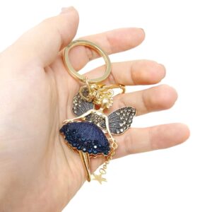 Honbay 1PCS Rhinestone Butterfly Wing Fairy Keychain Dancing Ballet Sparkling Crystal Keyring Pendant Women Key Chain Decoration in A Box for Bag Purse Wallet Handbags Backpack