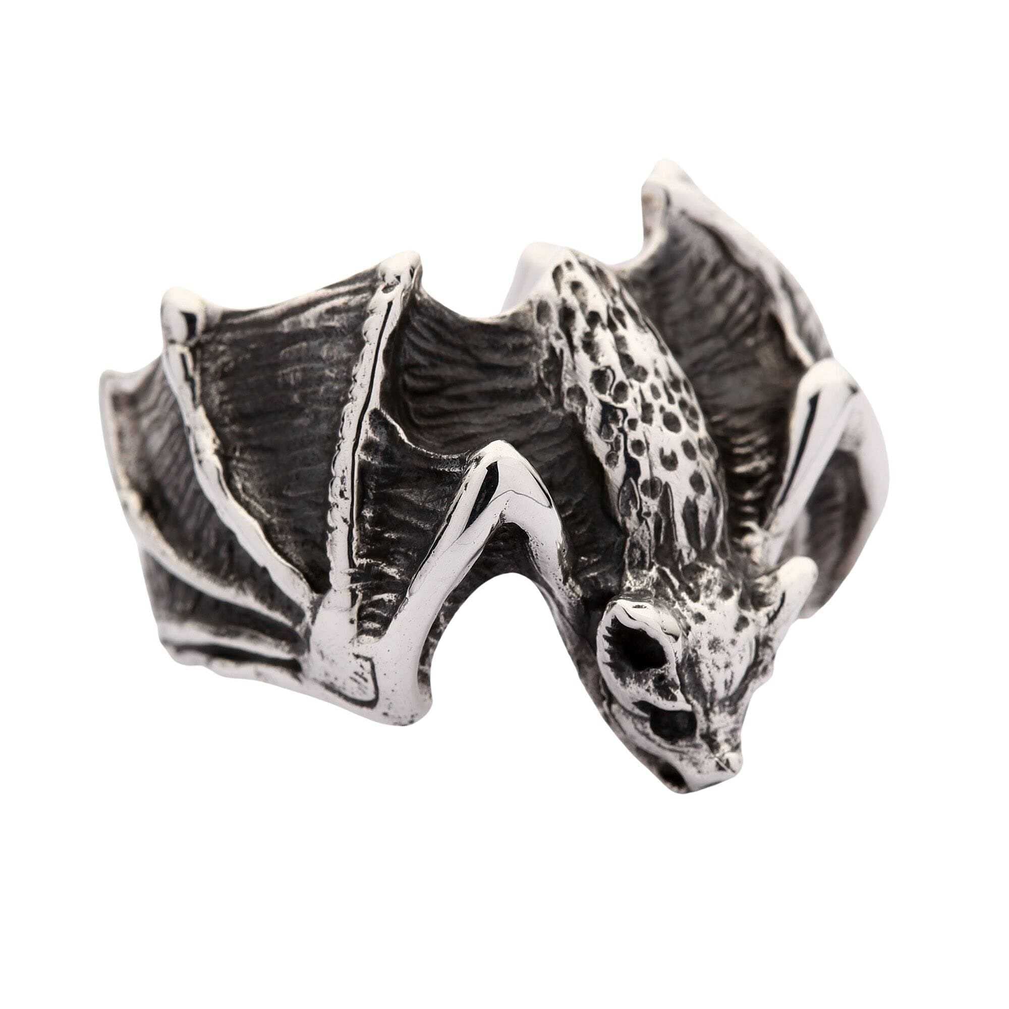 Bikerringshop 925 Sterling Silver Bat Gothic Ring Size 7