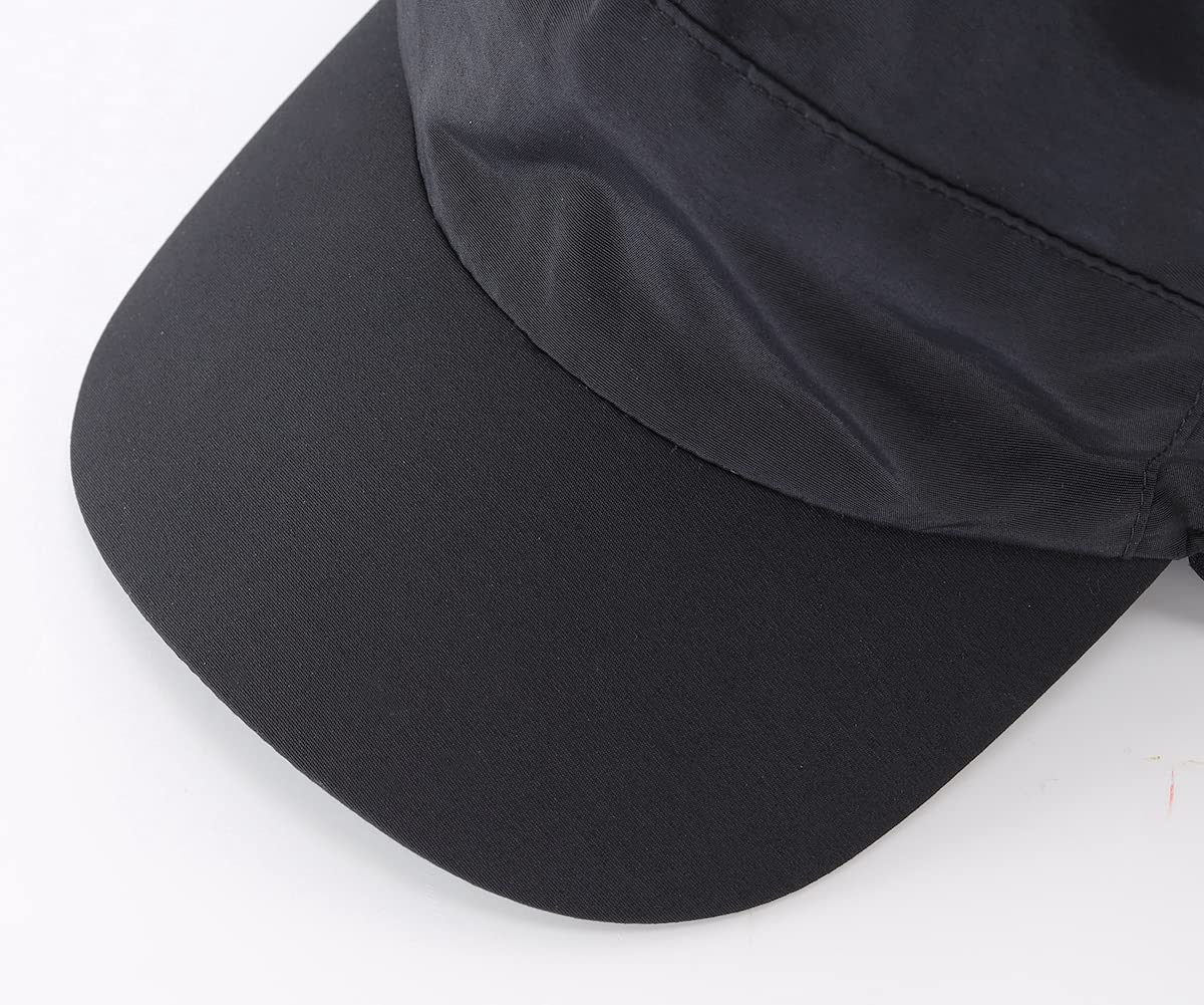 Home Prefer Waterproof Mens Winter Hats with Brim Fleece Lined Earflaps Hat Warm Baseball Cap Black