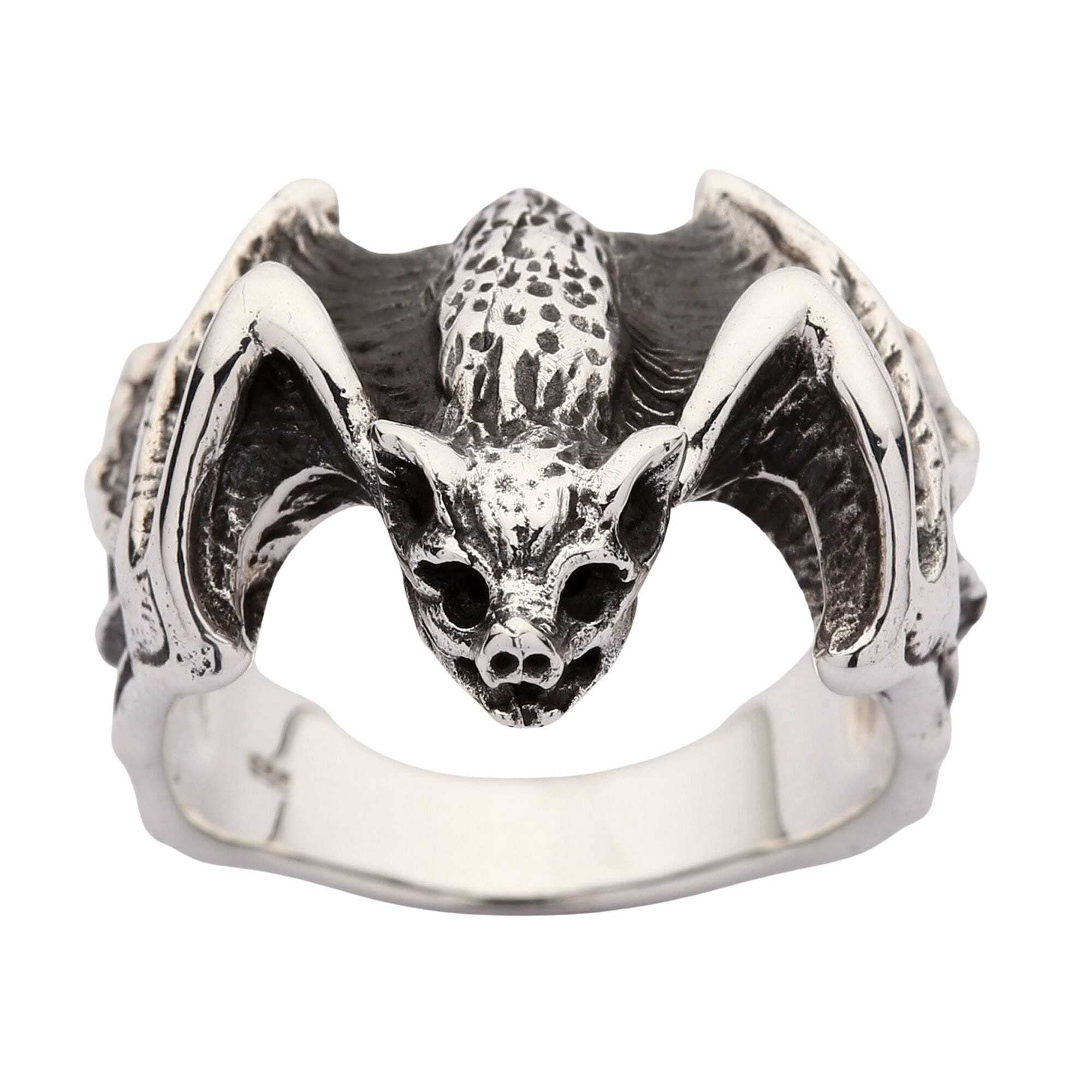 Bikerringshop 925 Sterling Silver Bat Gothic Ring Size 7