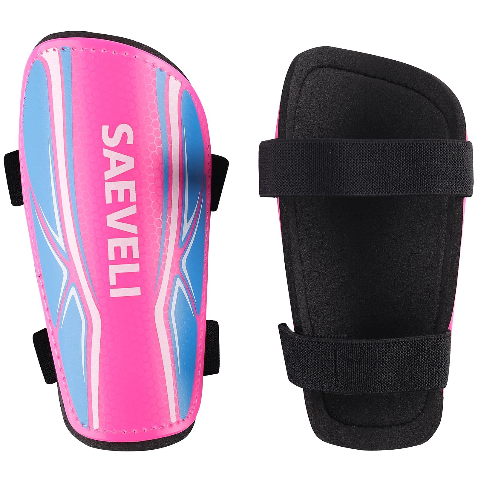 Saeveli Soccer Shin Guards for Toddlers Kids Youth - Lightweight and Durable Shin Pads with Adjustable Straps for Kids 2-14 Years Old Boys and Girls (XS, Pink)