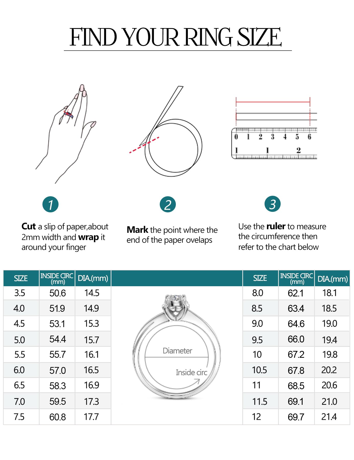 IMOLOVE Moissanite Wedding Band, Wedding Rings for Women, 0.42 ct D Color VVS1 Lab Created Diamond Sterling Silver Rings Half Eternity Stackable Engagement Ring Anniversary Band Size 3-13-7-0.42ct