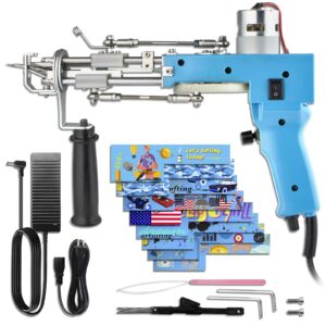 tufting gun 2 in 1 cut pile loop pile rug gun machine starter kit rug tufting kit electric tufting gun carpet weaving flocking machine, includes 10 tufting gun skin stickers, 100-240v (baby blue)