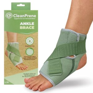 CleanPrene Ankle Brace- Sustainable, Biobased Support for Ankle- One Size, Fits Left or Right Foot,Green