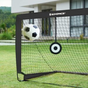 SONGMIC Portable Soccer Goal, 4x3 ft Folding Kids Soccer Net with Target and Training Cones, for Backyard, Park, Garden, Beach, Quick Assembly, Black USZQ421B01