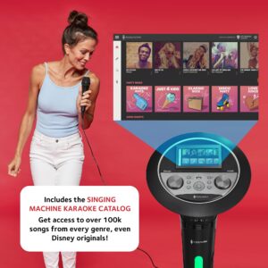 Singing Machine Portable WiFi Karaoke Machine for Adults, Black - Karaoke Pedestal with 7” Touchscreen Display, Built-In Karaoke Speaker, Bluetooth & Recorder - Karaoke System with 2 Wired Microphones