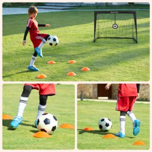 SONGMIC Portable Soccer Goal, 4x3 ft Folding Kids Soccer Net with Target and Training Cones, for Backyard, Park, Garden, Beach, Quick Assembly, Black USZQ421B01