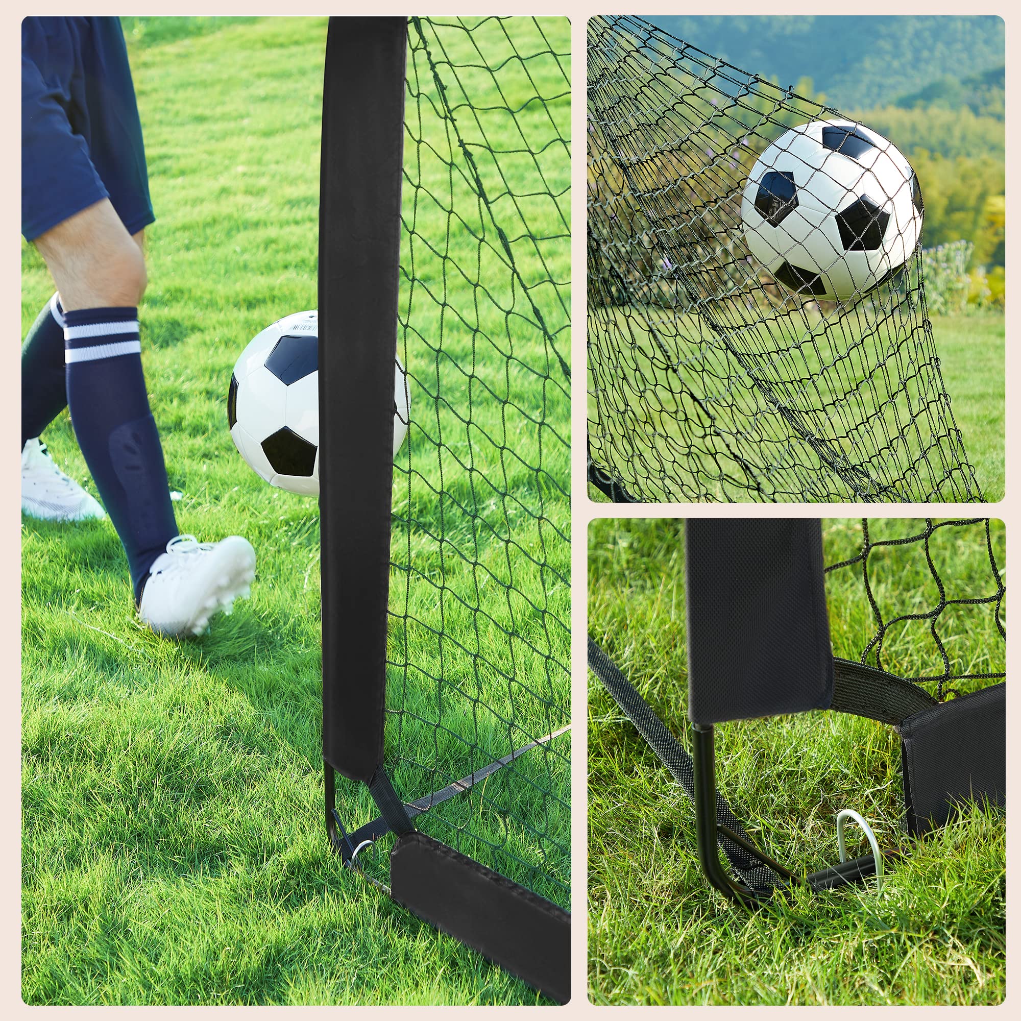 SONGMIC Portable Soccer Goal, 4x3 ft Folding Kids Soccer Net with Target and Training Cones, for Backyard, Park, Garden, Beach, Quick Assembly, Black USZQ421B01