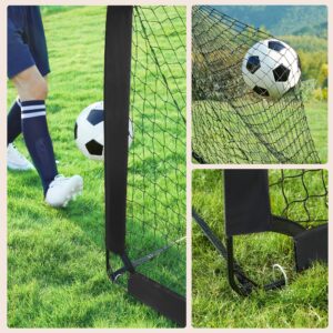 SONGMICS Kids Soccer Goals for Backyard, 4x3 ft Portable Soccer Nets Training Equipment, with Targets and Training Cones, Toddler Soccer Goal with Carrying Bag, for Field, Black USZQ422B01