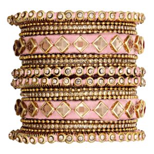 aheli matching floral kundan silk thread chuda chura bangle set indian traditional bridal fashion jewelry for women girls size