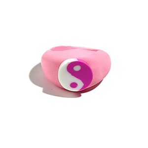 Pingyongchang 9pcs Colorful Chunky Clay Ring, Cute Animal Resin Personalized Colorful Funny Stackable Finger Rings Jewelry Gift for Women Teen Girls